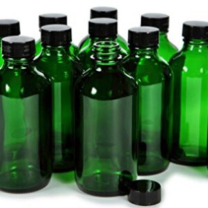 Vivaplex, 12, Green, 4 oz Glass Bottles, with Lids