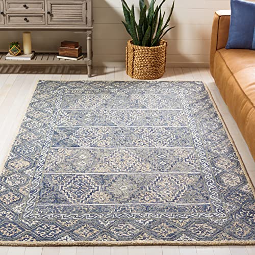 SAFAVIEH Aspen Collection 8' x 10' Blue / Beige APN275M Handmade Boho Wool Area Rug