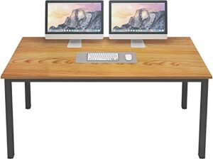 dlandhome 55 inches large computer desk, composite wood board, decent and steady home office desk/workstation/table, bs1-140tb teak and black legs, 1 pack