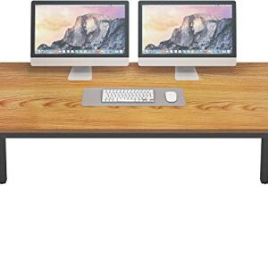 DlandHome 55 inches Large Computer Desk, Composite Wood Board, Decent and Steady Home Office Desk/Workstation/Table, BS1-140TB Teak and Black Legs, 1 Pack