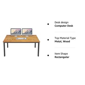 DlandHome 55 inches Large Computer Desk, Composite Wood Board, Decent and Steady Home Office Desk/Workstation/Table, BS1-140TB Teak and Black Legs, 1 Pack