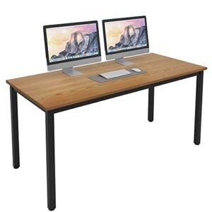 DlandHome 55 inches Large Computer Desk, Composite Wood Board, Decent and Steady Home Office Desk/Workstation/Table, BS1-140TB Teak and Black Legs, 1 Pack