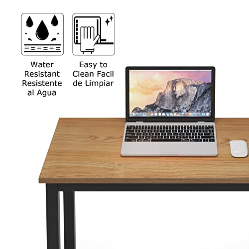 DlandHome 55 inches Large Computer Desk, Composite Wood Board, Decent and Steady Home Office Desk/Workstation/Table, BS1-140TB Teak and Black Legs, 1 Pack