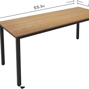 DlandHome 55 inches Large Computer Desk, Composite Wood Board, Decent and Steady Home Office Desk/Workstation/Table, BS1-140TB Teak and Black Legs, 1 Pack