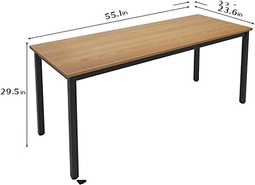 DlandHome 55 inches Large Computer Desk, Composite Wood Board, Decent and Steady Home Office Desk/Workstation/Table, BS1-140TB Teak and Black Legs, 1 Pack