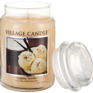 Village Candle Creamy Vanilla Large Glass Apothecary Jar Scented Candle, 21.25 oz, Ivory