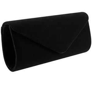 women evening bag clutch purse,lovyococo handbag with detachable chain strap for wedding cocktail party velvet solid color (black)