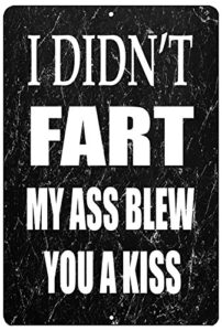 rogue river tactical funny sarcastic metal tin sign, 12×8 inch, wall décor- man cave bar i didn’t fart blew you kiss