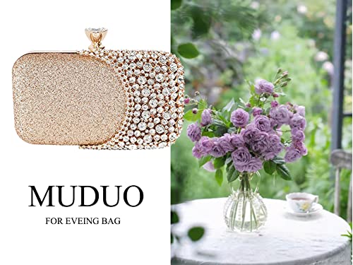 FIVE FLOWER Womens Crystal Evening Clutch Bag Wedding Purse Bridal Prom Handbag Party Bag (GOLD), Medium