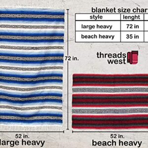 Genuine Mexican Handwoven Blanket, Premium Large Heavyweight Falsa Blanket, Serape & Yoga Blanket | Beach Blanket | Throw Blanket | Picnic Blanket (Large Heavy, Burgandy and Beige)