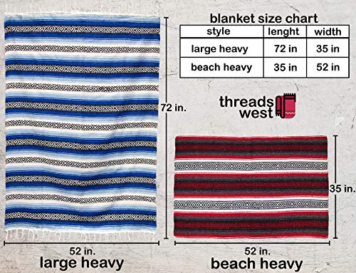 Genuine Mexican Handwoven Blanket, Premium Large Heavyweight Falsa Blanket, Serape & Yoga Blanket | Beach Blanket | Throw Blanket | Picnic Blanket (Large Heavy, Burgandy and Beige)