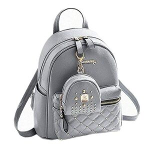 Janede Fashion Small Backpack Mini Purse Casual Daypacks Leather for Teen and Women New (Grey)