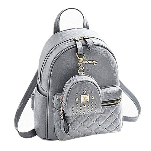 Janede Fashion Small Backpack Mini Purse Casual Daypacks Leather for Teen and Women New (Grey)