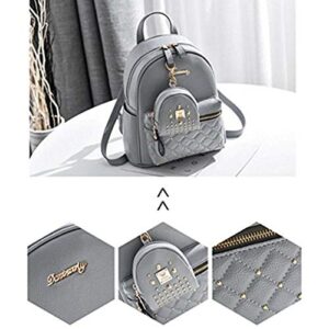 Janede Fashion Small Backpack Mini Purse Casual Daypacks Leather for Teen and Women New (Grey)