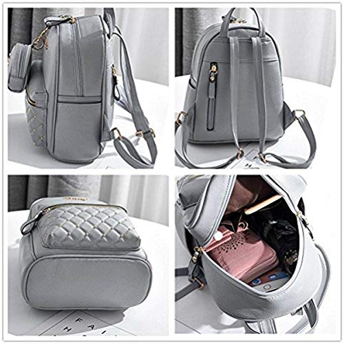 Janede Fashion Small Backpack Mini Purse Casual Daypacks Leather for Teen and Women New (Grey)