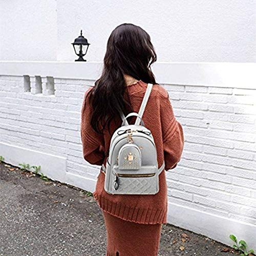 Janede Fashion Small Backpack Mini Purse Casual Daypacks Leather for Teen and Women New (Grey)