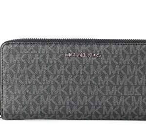 Michael Kors Jet Set Women?s Leather Travel Continental Wristlet Wallet, Black/Black, One Size