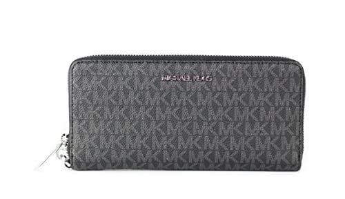 Michael Kors Jet Set Women?s Leather Travel Continental Wristlet Wallet, Black/Black, One Size