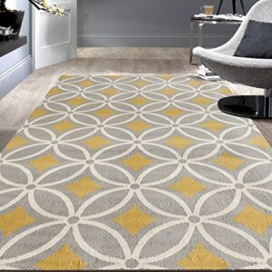 Contemporary Trellis Chain Gray-Yellow 5' X 7' Area Rug