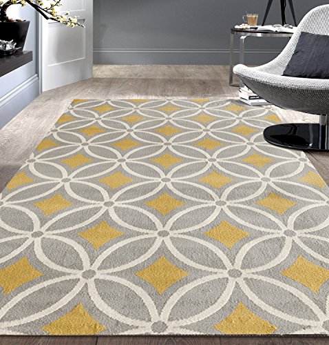 Contemporary Trellis Chain Gray-Yellow 5' X 7' Area Rug