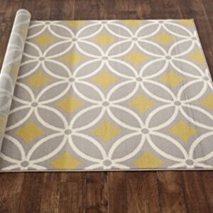 Contemporary Trellis Chain Gray-Yellow 5' X 7' Area Rug