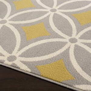 Contemporary Trellis Chain Gray-Yellow 5' X 7' Area Rug