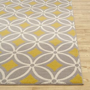 Contemporary Trellis Chain Gray-Yellow 5' X 7' Area Rug