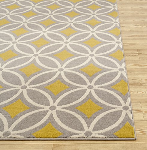 Contemporary Trellis Chain Gray-Yellow 5' X 7' Area Rug