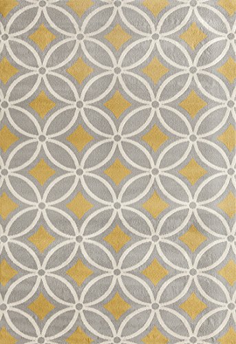 Contemporary Trellis Chain Gray-Yellow 5' X 7' Area Rug