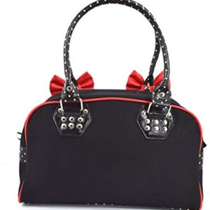 Lost Queen Cherry Bomb Skull Cherries Polka Dot Bow Handbag Rockabilly Black Red