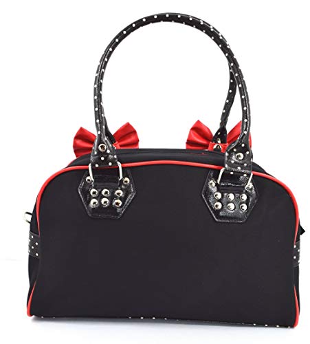 Lost Queen Cherry Bomb Skull Cherries Polka Dot Bow Handbag Rockabilly Black Red