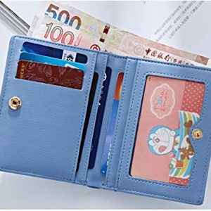 AnnabelZ Women Wallets Small Bifold Leather Pocket Wallet Ladies Mini Short Purse (Blue)