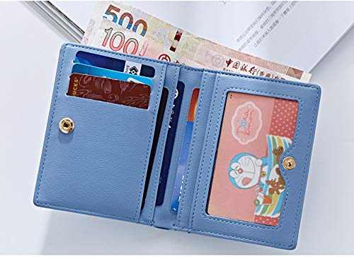 AnnabelZ Women Wallets Small Bifold Leather Pocket Wallet Ladies Mini Short Purse (Blue)