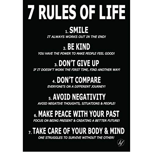 7 Rules of Life Motivational Poster – Printed on Premium Cardstock Paper – Sized 11.7 x 16.5 Inch - Perfect for Bedroom, Home Office, College Dorm or Classroom - Inspirational Wall Art to Change your Mindset for Growth