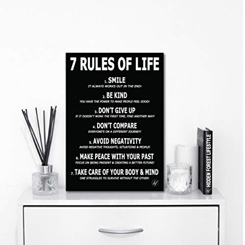 7 Rules of Life Motivational Poster – Printed on Premium Cardstock Paper – Sized 11.7 x 16.5 Inch - Perfect for Bedroom, Home Office, College Dorm or Classroom - Inspirational Wall Art to Change your Mindset for Growth