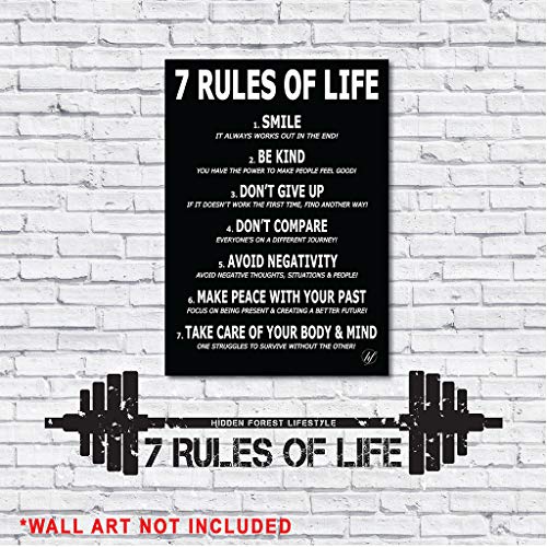 7 Rules of Life Motivational Poster – Printed on Premium Cardstock Paper – Sized 11.7 x 16.5 Inch - Perfect for Bedroom, Home Office, College Dorm or Classroom - Inspirational Wall Art to Change your Mindset for Growth