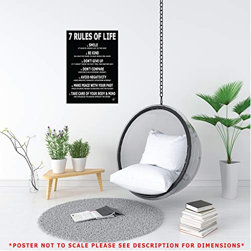 7 Rules of Life Motivational Poster – Printed on Premium Cardstock Paper – Sized 11.7 x 16.5 Inch - Perfect for Bedroom, Home Office, College Dorm or Classroom - Inspirational Wall Art to Change your Mindset for Growth