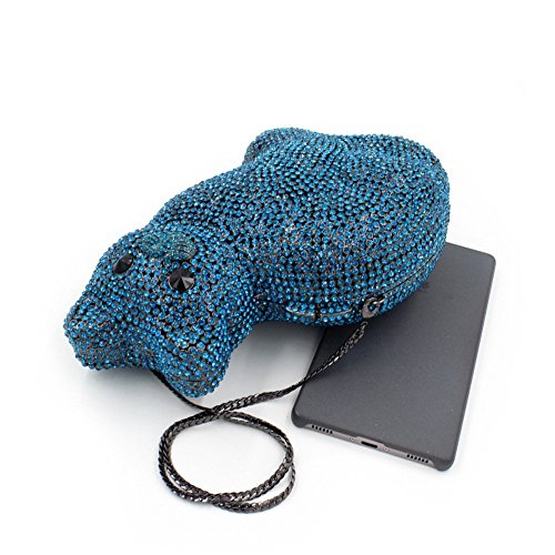 Chirrupy Chief® Cute Cat Clutch Purse For Women Luxury Rhinestone Crystal Evening Clutch Bags (Blue)