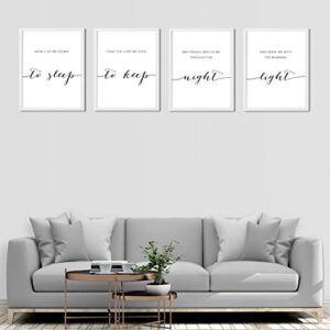 Andaz Press Unframed Black White Wall Art Decor Poster Print, Bible Verses, Now I Lay Me Down to Sleep Nightime Prayer, 4-Pack, Unique Christian Christmas Birthday Gift for Him Her New Home