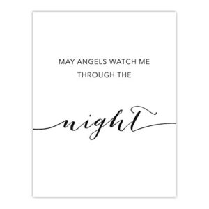 Andaz Press Unframed Black White Wall Art Decor Poster Print, Bible Verses, Now I Lay Me Down to Sleep Nightime Prayer, 4-Pack, Unique Christian Christmas Birthday Gift for Him Her New Home