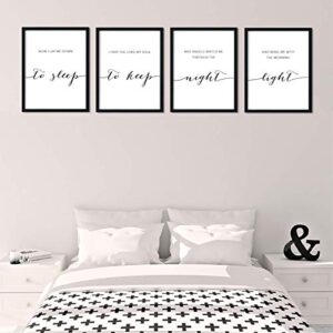 Andaz Press Unframed Black White Wall Art Decor Poster Print, Bible Verses, Now I Lay Me Down to Sleep Nightime Prayer, 4-Pack, Unique Christian Christmas Birthday Gift for Him Her New Home