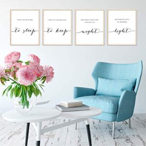 Andaz Press Unframed Black White Wall Art Decor Poster Print, Bible Verses, Now I Lay Me Down to Sleep Nightime Prayer, 4-Pack, Unique Christian Christmas Birthday Gift for Him Her New Home