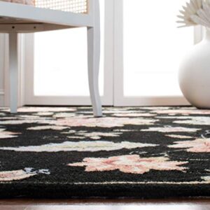 SAFAVIEH Chelsea Collection 2'6" x 6' Black HK306B Hand-Hooked French Country Wool Runner Rug