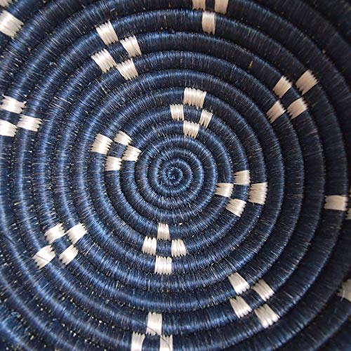 Small African Basket- Kabaya/Rwanda Basket/Woven Bowl/Sisal & Sweetgrass Basket/Blue, White