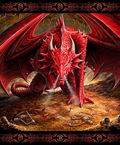 Anne Stokes Dragons Lair Queen Size Raschel Plush Dragon Throw Blanket, Measures 79 by 94 inches