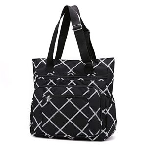 lavogel multi pocket nylon shoulder bag large crossbody bag travel purse bags for women(y-black)