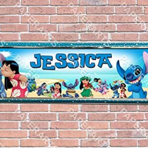 Lilo and Stitch - Personalized Birthday Name Poster with Custom Name On it, Border Mat and Frame Options