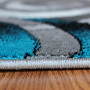 Masada Rugs, Turquoise Grey Modern Contemporary Woven Area Rug, Hand Carved (5 Feet X 7 Feet, Turquoise)