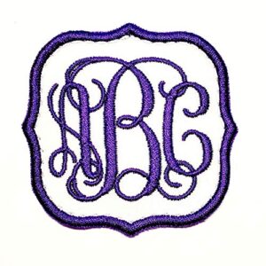 monogram vine font patch iron-on or sew-on applique embroidered patch #3 for uniforms, backpacks, christmas stockings, luggage