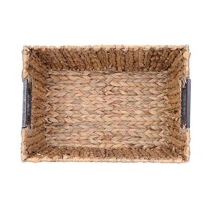 Villacera Ford Rectangle Handmade Wicker Baskets made of Water Hyacinth | Nesting Tub with Wire Frame | Set of 2